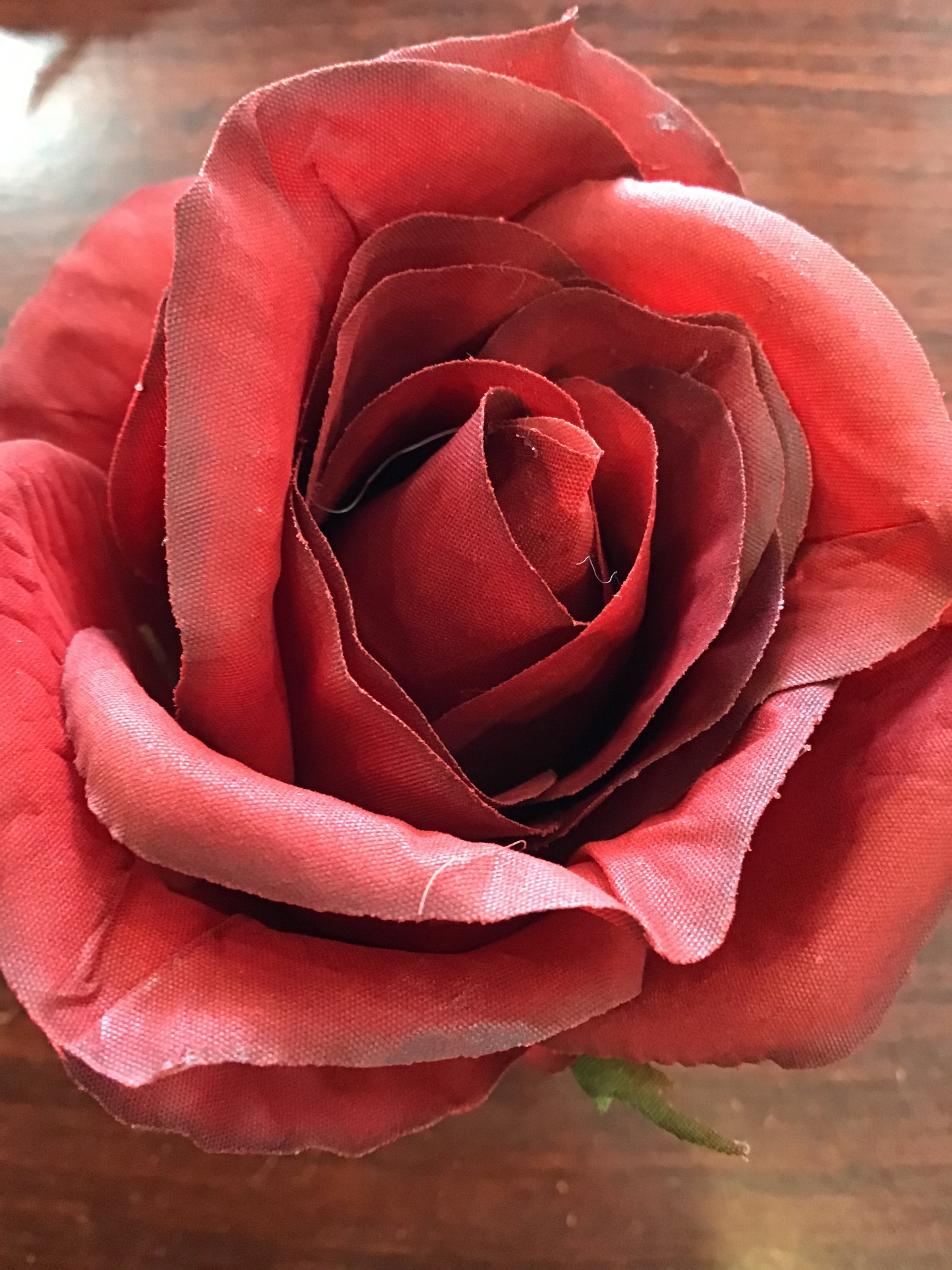 single red rose on table